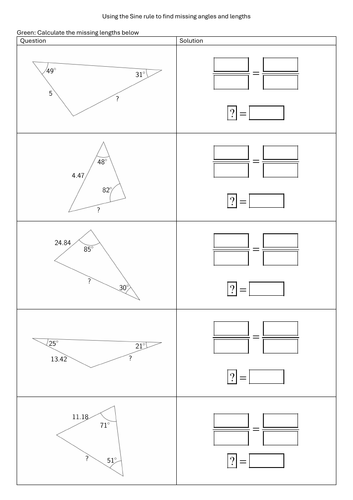 Sine and cosine rule question generator/modelling (sin and cos rule ...
