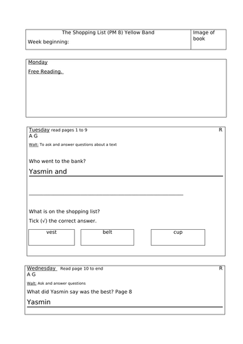 Oxford Reading Tree - The Shopping List Yellow Band PM 8 | Teaching ...