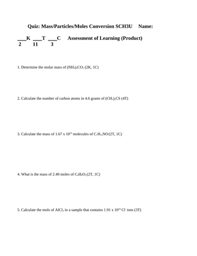11 STOICHIOMETRY QUIZZES AND TESTS Quantities in Chemical Reactions ...
