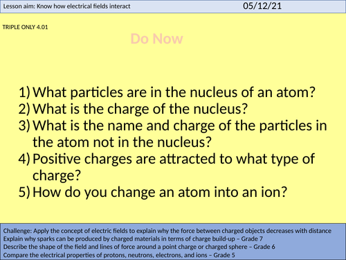 AQA GCSE Physics P4.01 Electrical Charges and Fields | Teaching Resources AQA GCSE Physics P4.01 Electrical Charges and Fields | Teaching Resources