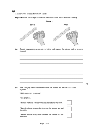 AQA GCSE Physics P4.01 Electrical Charges and Fields | Teaching Resources AQA GCSE Physics P4.01 Electrical Charges and Fields | Teaching Resources