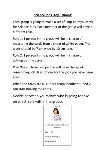 Science Job top trumps | Teaching Resources