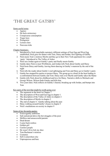 The Great Gatsby - big revision guide | Teaching Resources