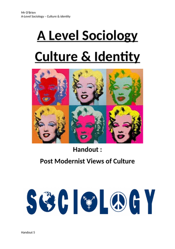 AQA Sociology Culture & Identity - Topic 1 - Concepts of Culture ...
