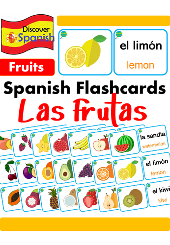 Spanish Flash Cards - Fruits / Las Frutas | Teaching Resources