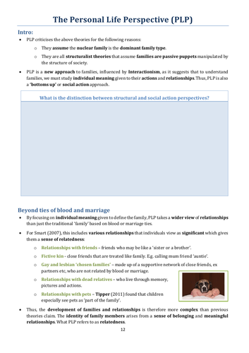 Personal Life Perspective (PLP) on families and households | Teaching ...