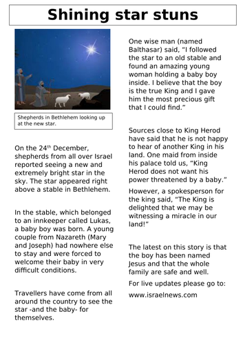 Newspaper writing - Christmas / nativity | Teaching Resources