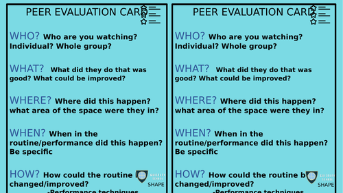 Peer Assessment Prompt Cards (Dance) | Teaching Resources Peer Assessment Prompt Cards (Dance) | Teaching Resources