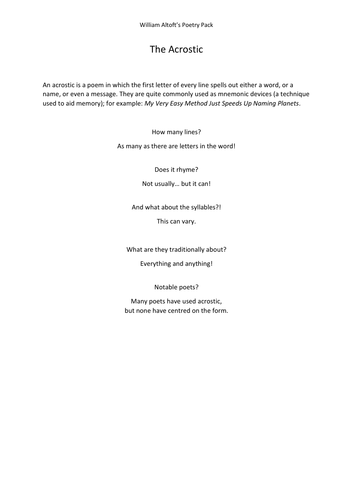 Short Poetry Course for KS2 & KS3 | Teaching Resources