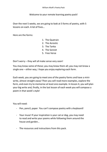 Short Poetry Course for KS2 & KS3 | Teaching Resources