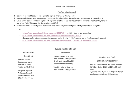 Short Poetry Course for KS2 & KS3 | Teaching Resources