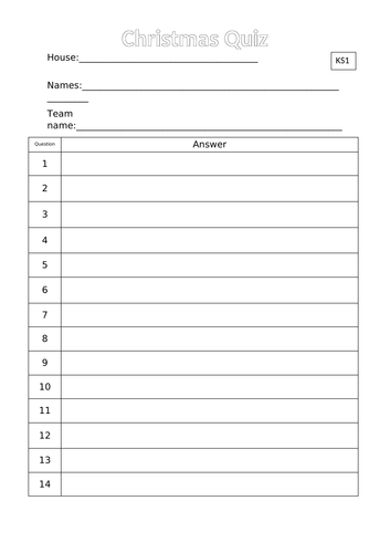 Key Stage 1 Christmas Quiz | Teaching Resources