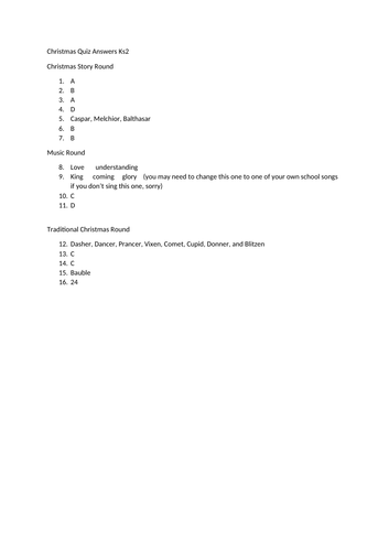 Lower Key Stage 2 Christmas Quiz | Teaching Resources