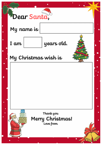 Letter to Santa Template - Cursive | Teaching Resources