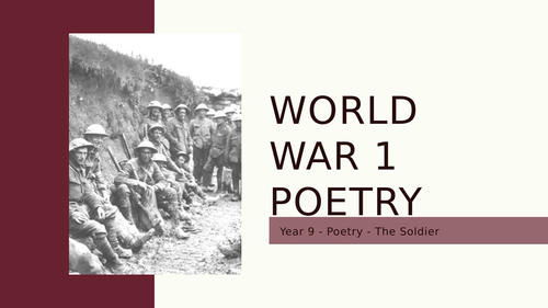The Soldier by Rupert Brooke 3 Lessons Unit of Work World War 1 Poetry ...