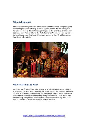 Black History Kwanzaa KS3 KS4 Whole Lesson, Questions, Discussion ...