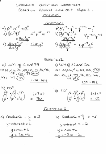 Crossover Questions based on Edexcel GCSE Maths June 2018 - additional ...