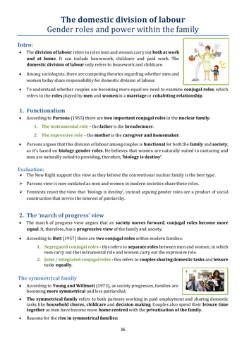 Domestic division of labour – families and households | Teaching Resources