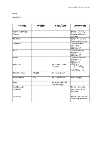 8 plans of progressive weekly exercise training & overview plan ...