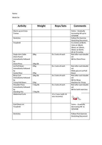 8 plans of progressive weekly exercise training & overview plan ...