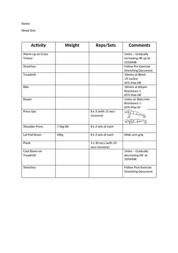 8 plans of progressive weekly exercise training & overview plan ...