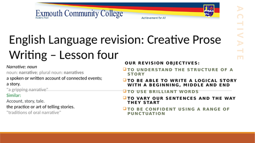 GCSE English Language Eduqas C1 Narrative writing | Teaching Resources