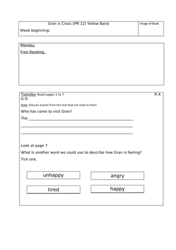 Oxford Reading Tree - Gran is Cross PM 12 Yellow Band | Teaching Resources