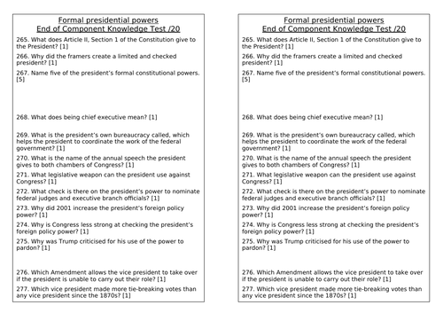 Edexcel A Level USA Politics Lessons 65-66 (Formal presidential powers ...