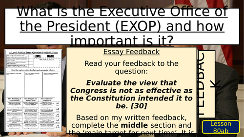 Edexcel A Level USA Politics Lessons 69-70 (EXOP) | Teaching Resources