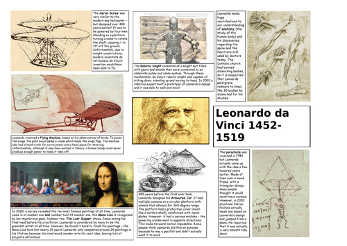 Leonardo da Vinci - KS3 History | Teaching Resources