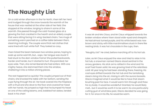 Year 6 Reading Skills - The Naughty List | Teaching Resources
