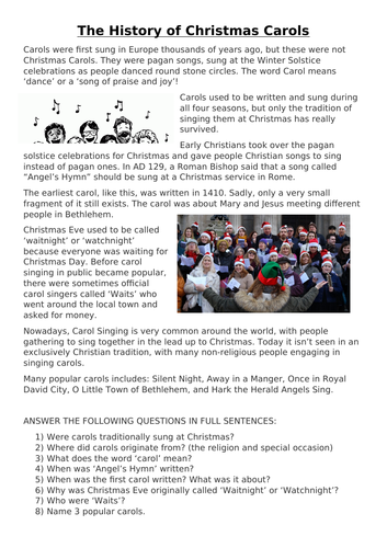 Christmas Carols Music Cover Work | Teaching Resources