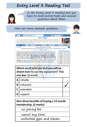 English Functional Skills - Entry Level 3 - Reading Workbook | Teaching ...