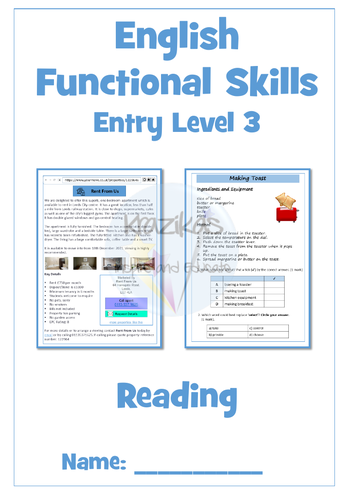 English Functional Skills - Entry Level 3 - Reading Workbook | Teaching ...