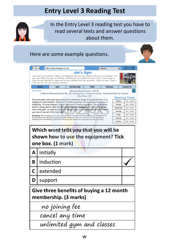 English Functional Skills - Entry Level 3 - Reading Workbook | Teaching ...