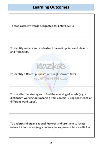 English Functional Skills - Entry Level 3 - Reading Workbook | Teaching ...
