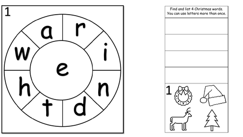 Bumper Festive Word Wheel Activities KS1 | Teaching Resources