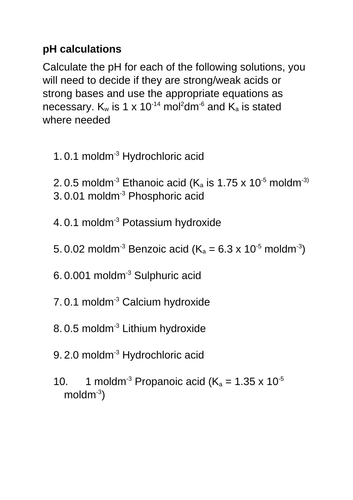 A2 AQA Calculating pH of acids and bases | Teaching Resources A2 AQA Calculating pH of acids and bases | Teaching Resources
