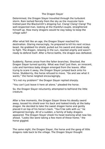 year 4 talk for writing unit the dragon slayer conflict resolution ...