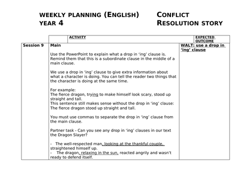 year 4 talk for writing unit the dragon slayer conflict resolution ...