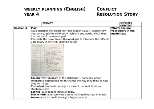 year 4 talk for writing unit the dragon slayer conflict resolution ...