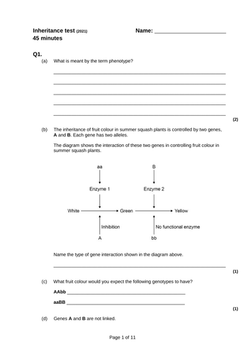 AQA A level Biology - 3.7 Genetics - 7 | Teaching Resources