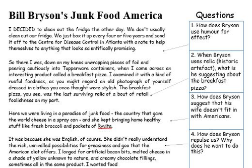 KS3 Language Paper 2 Non-Fiction Texts about "Food" | Teaching Resources