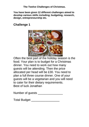 Twelve Activities of Christmas | Teaching Resources