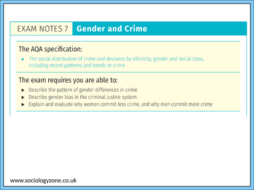 AQA Sociology: Crime & Deviance: Gender and Crime | Teaching Resources