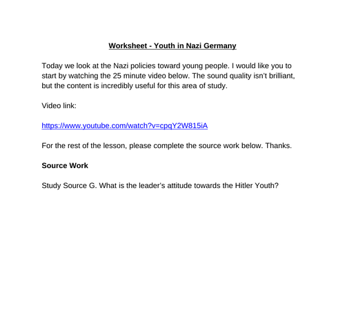 Remote Learning - Youth in Nazi Germany | Teaching Resources