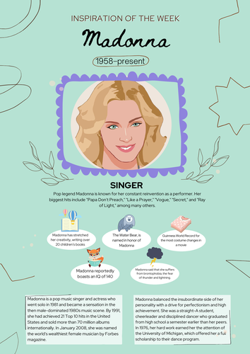 Madonna - Biography Poster | Teaching Resources
