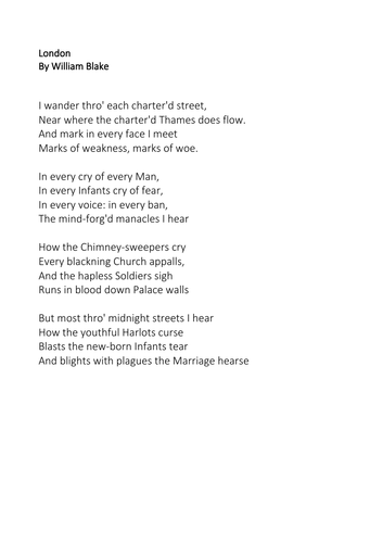Teaching English: Poetry Unit - William Blake's 'London' | Teaching ...