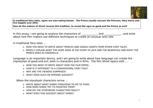 Shrek 1 - Media Unit + Critical essay writing | Teaching Resources