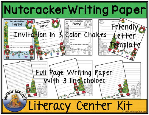 Nutcracker Christmas Writing Paper Color and B&W | Teaching Resources